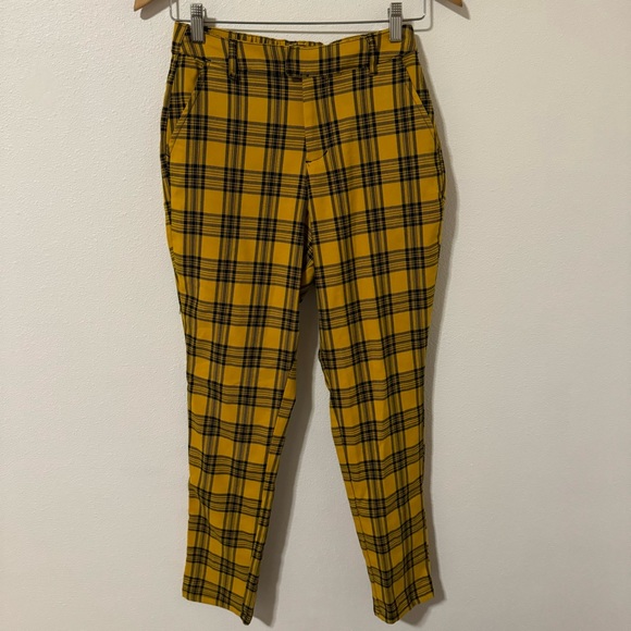 Hot Topic | Pants & Jumpsuits | Hot Topics High Waist Yellow Black Plaid Goth Punk Pants ...